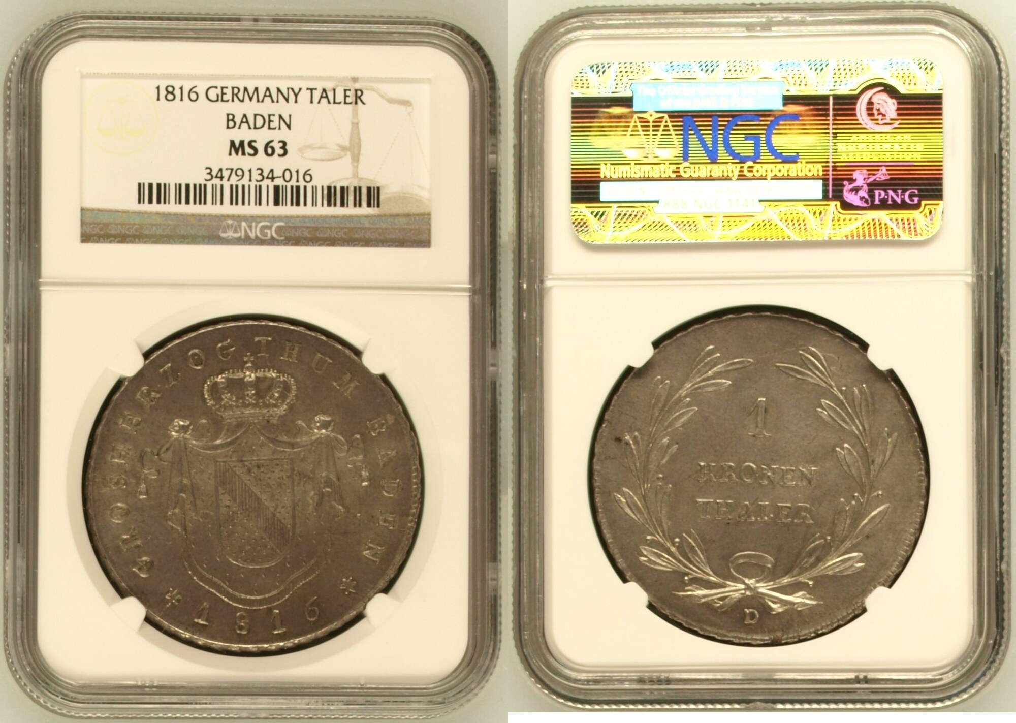 GERMANY TALER 1816 Carl Ludwig Friedrich (1811-1818). NGC MS 63 | MA-Shops