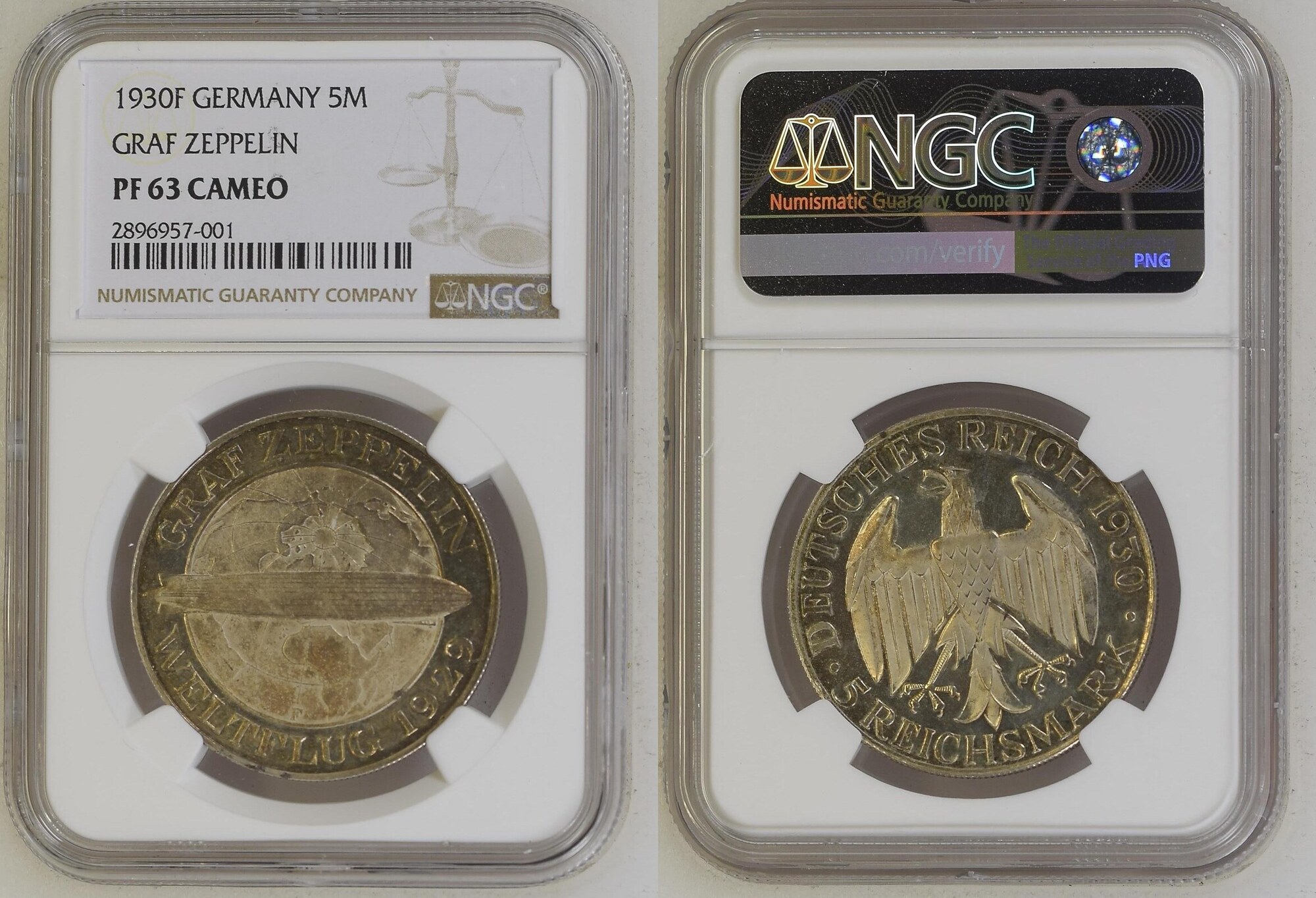 GERMANY 5 Mark 1930F German Republic (1919-1933). NGC PF 63 CAMEO | MA ...
