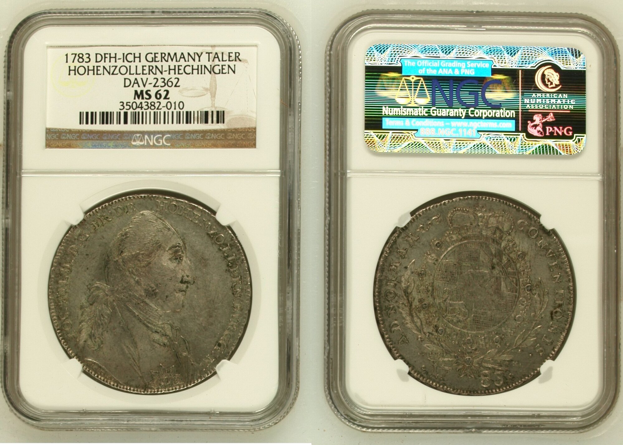 GERMANY TALER 1783 DFH-ICH Joseph Wilhelm (1750-1798). NGC MS 62 | MA-Shops