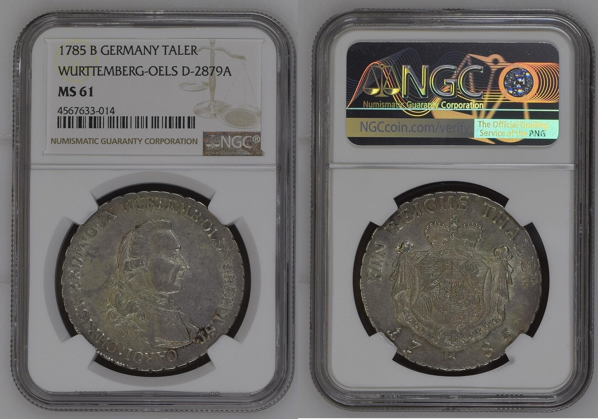 GERMANY TALER 1785 B Karl Christian Erdmann (1744-1792). NGC MS 61 | MA ...