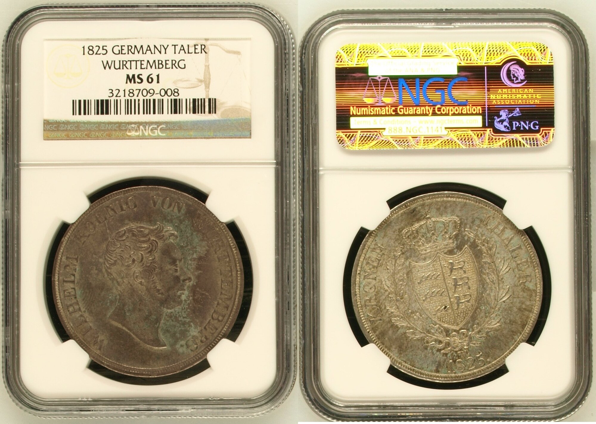 GERMANY TALER 1825 Wilhelm I (1816-1864). NGC MS 61 | MA-Shops