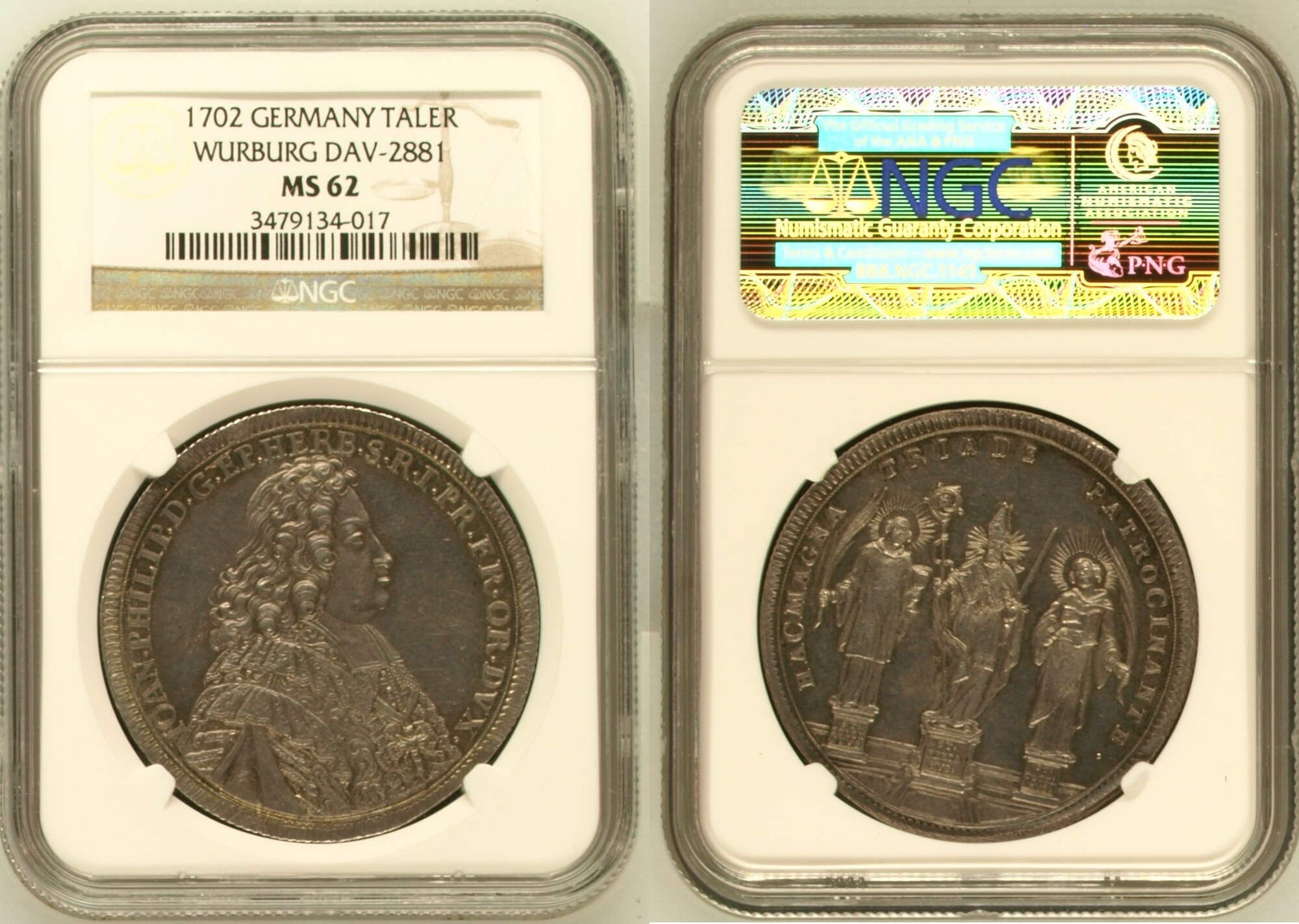 GERMANY TALER (1702) Johann Philipp II von Greiffenklau- Vollraths ...