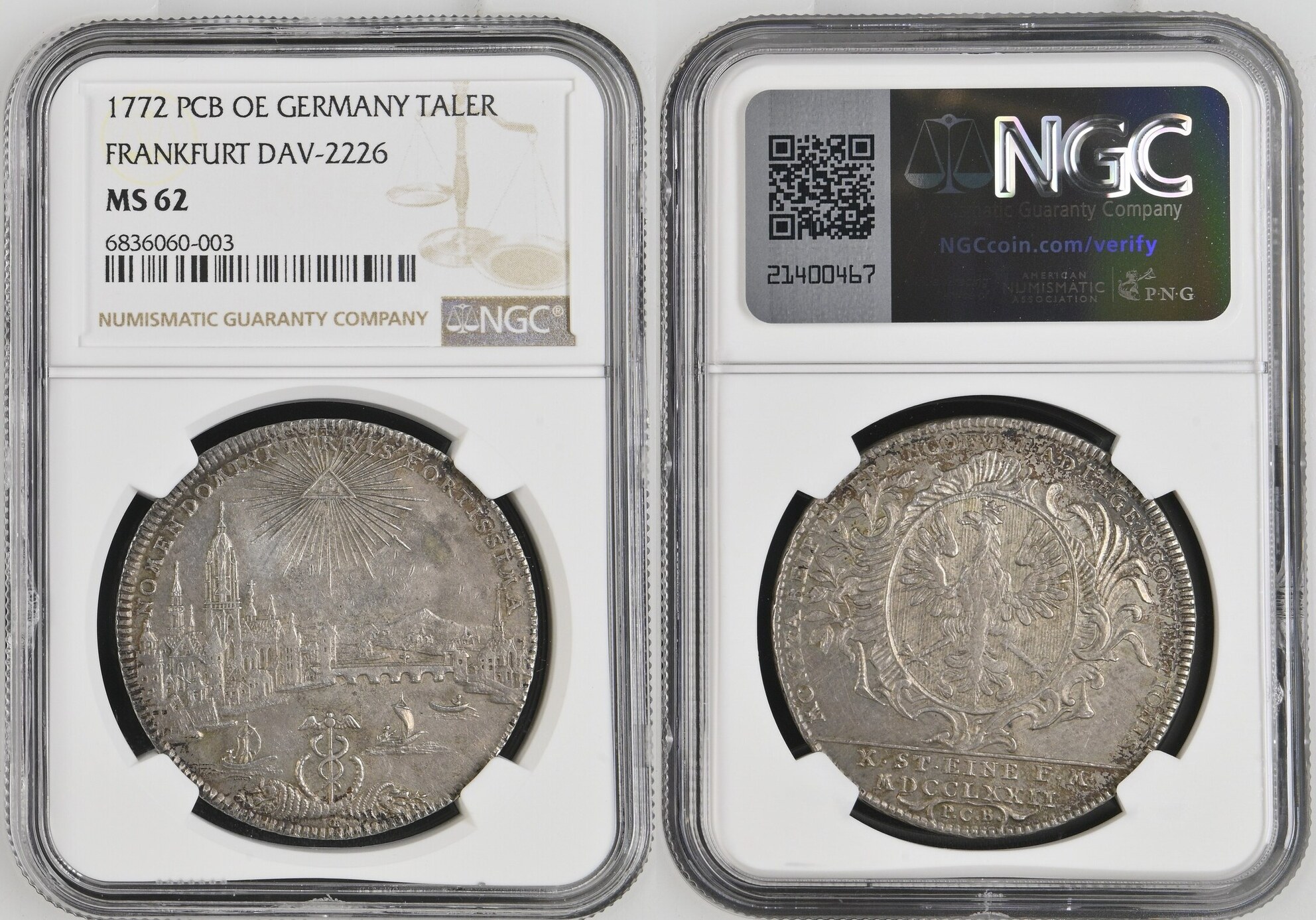 GERMANY TALER 1772 PCB OE Free City NGC MS 62 | MA-Shops