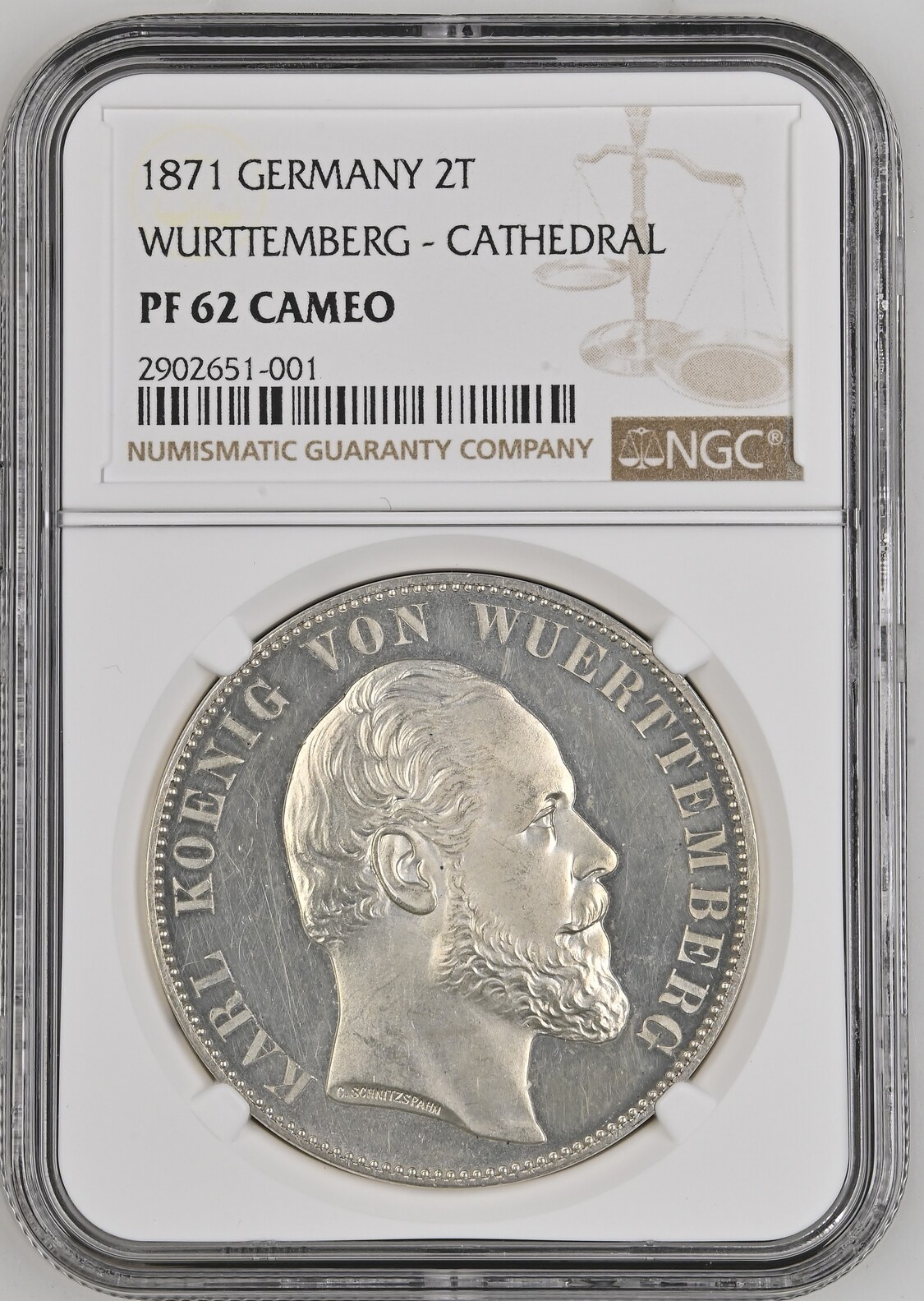 GERMANY 2 Thaler 1871 Karl (1864-1891). NGC PF 62 CAMEO | MA-Shops