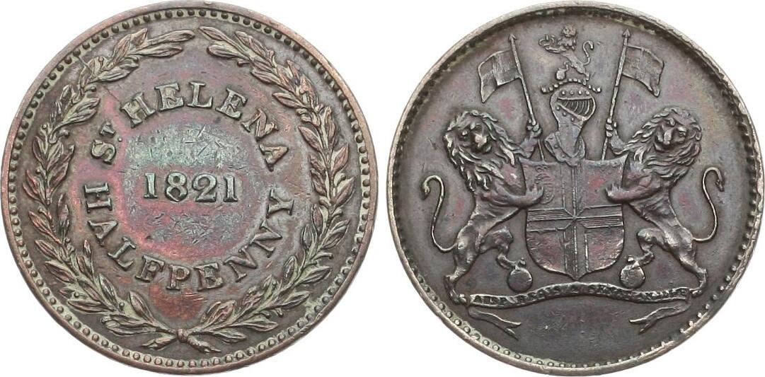 St. Helena Halfpenny 1821 Georg VI. ss/fvz | MA-Shops