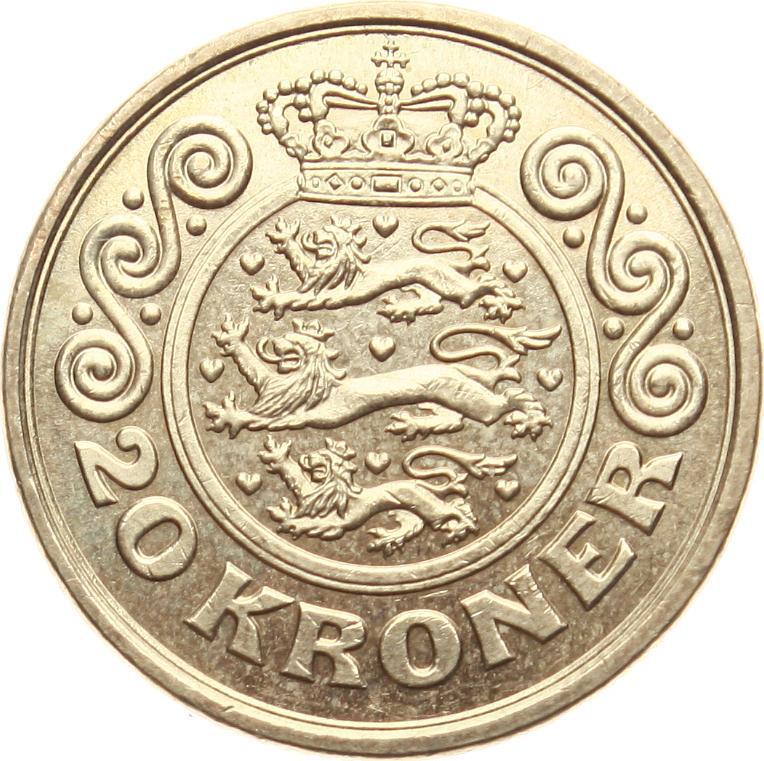 Dänemark 20 Kroner 2001 LG Margarethe II. vz | MA-Shops