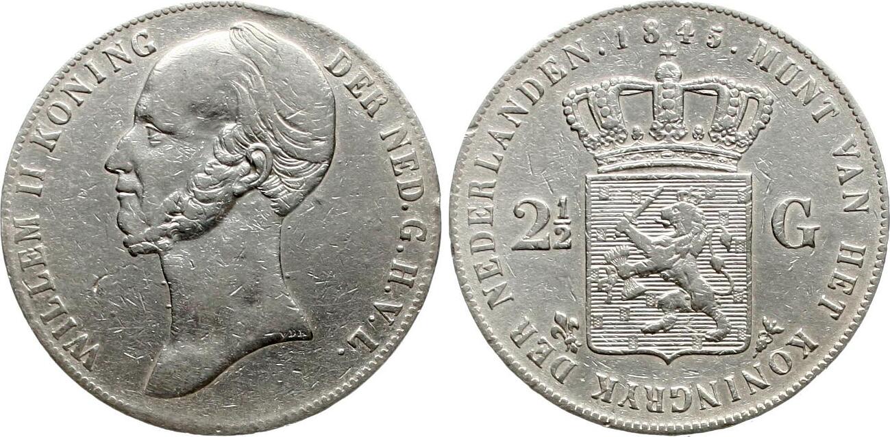 Niederlande 2 1/2 Gulden 1845 Willem II. ss- | MA-Shops
