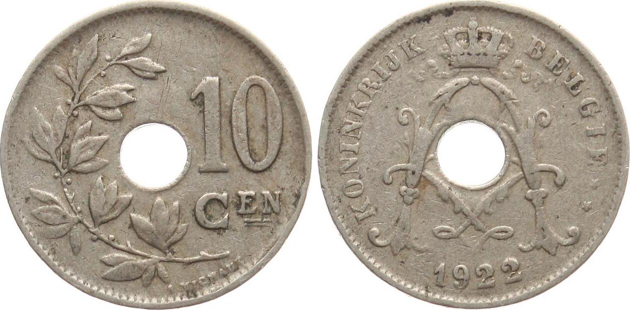 Belgien 10 Centimes 1922 Albert I., 1909-1934 ss | MA-Shops