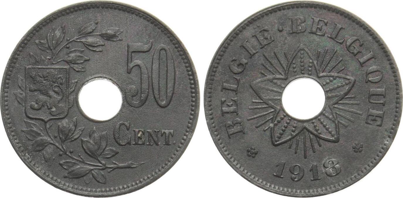 Belgien 50 Centimes 1918 Albert I., 1909-1934 vz | MA-Shops