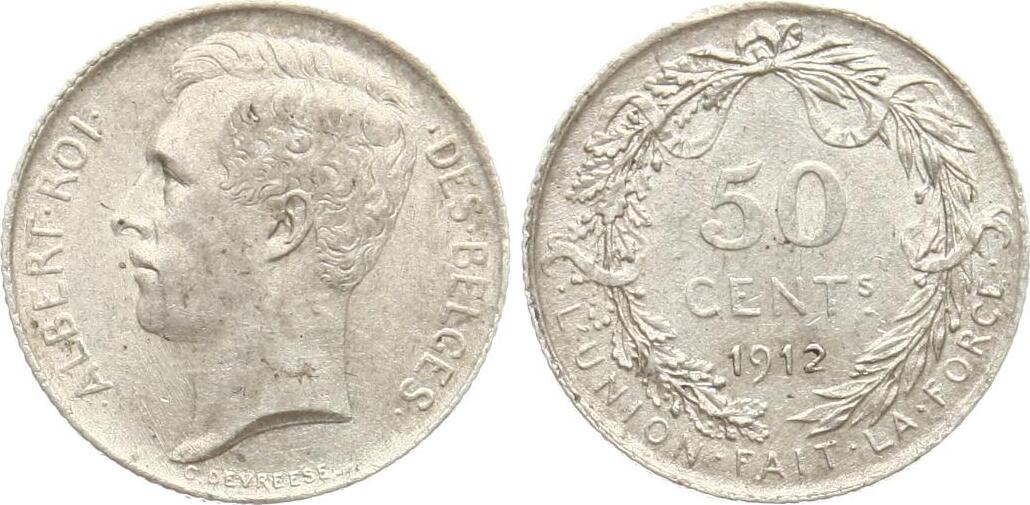 Belgien 50 Centimes 1912 Albert I., 1909-1934 ss-vz | MA-Shops