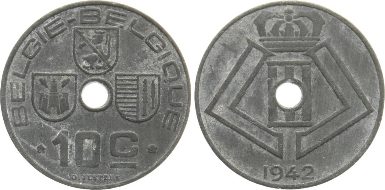Belgien 10 Centimes 1942 Leopold III., 1934-1951 ss | MA-Shops