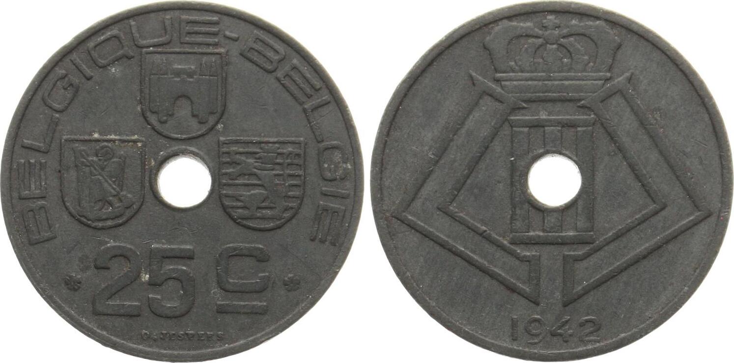 Belgien 25 Centimes 1942 Leopold III., 1934-1951 ss-vz | MA-Shops