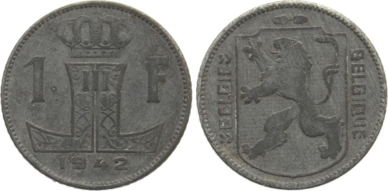 Belgien 1 Franc 1942 Leopold III., 1934-1951 ss | MA-Shops