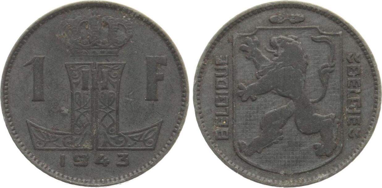 Belgien 1 Franc 1943 Leopold III., 1934-1951 vz | MA-Shops