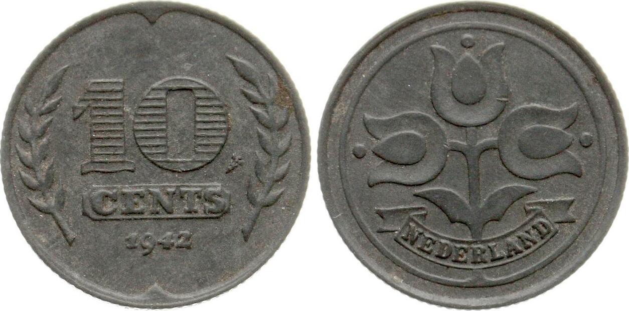 Niederlande 10 Cent 1942 Wilhelmina vz | MA-Shops