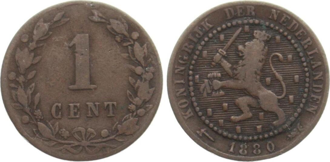 Niederlande 1 Cent 1880 Wilhelm III. ss- | MA-Shops