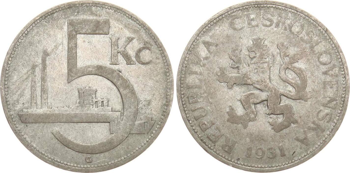 Tschechoslowakei 5 Korun 1931 ss- | MA-Shops