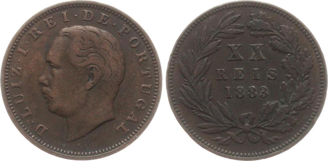 Portugal 20 Reis 1883 Luiz I. 1861-1889 ss | MA-Shops