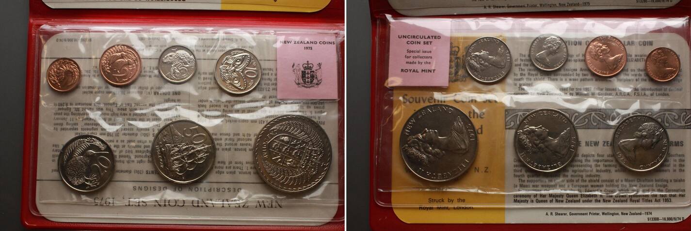 Neuseeland 1,88 Dollar Elisabeth II., Münzset 1975 im Originalblister ...