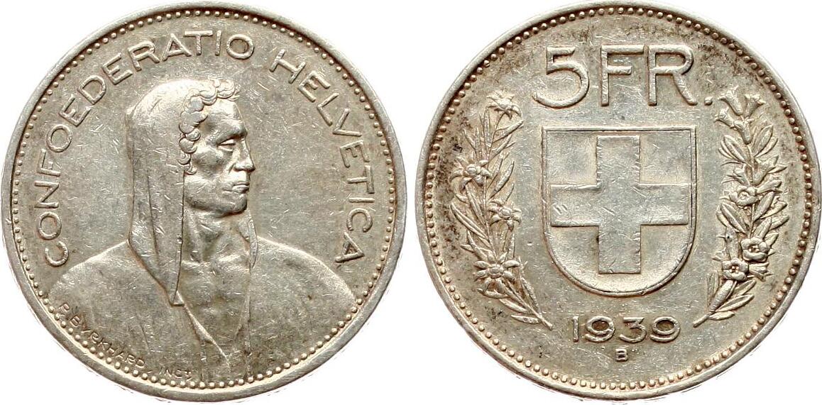 Schweiz 5 Franken 1939 ss | MA-Shops