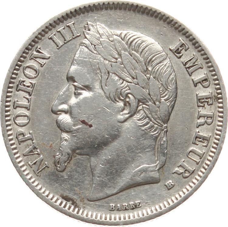 Frankreich 2 Francs 1868 BB Strassburg Napoleon III. ss- | MA-Shops