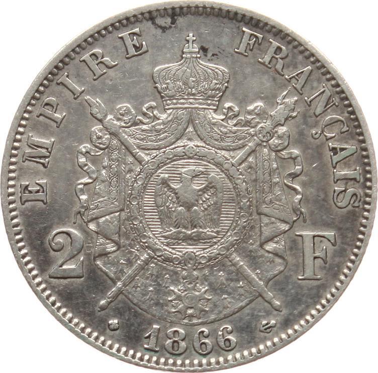 Frankreich 2 Francs 1868 BB Strassburg Napoleon III. ss- | MA-Shops