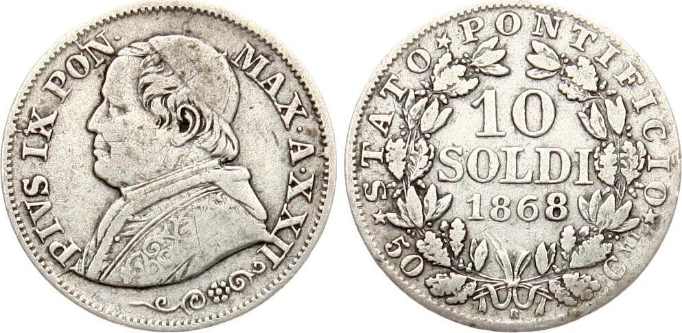 Vatikan 10 Soldi 1868 Papst Pius IX ss | MA-Shops