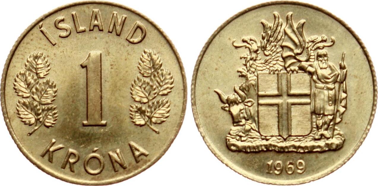 Island 1 Krona 1969 Republik stgl | MA-Shops