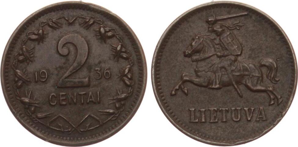 Litauen 2 Centai 1936 ss | MA-Shops