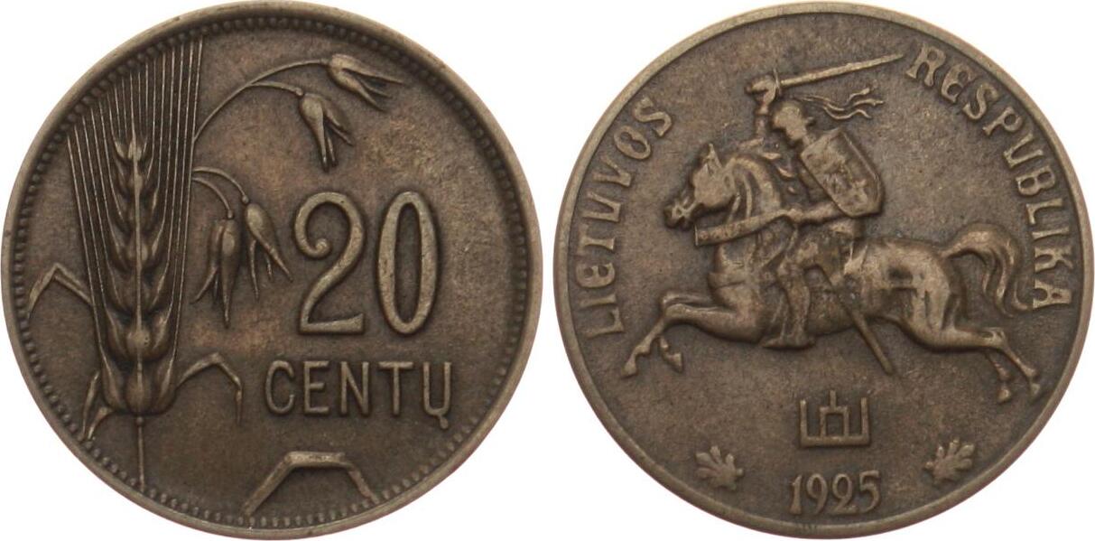 Litauen 20 Centu 1925 ss | MA-Shops