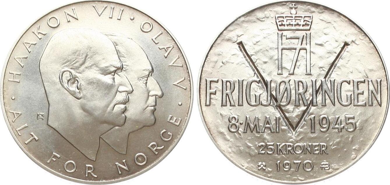 Norwegen 25 Kroner 1980 Olav V. stgl | MA-Shops