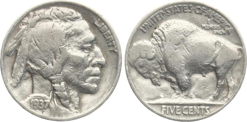 USA 5 Cents 1937 Buffalo Nickel ss | MA-Shops