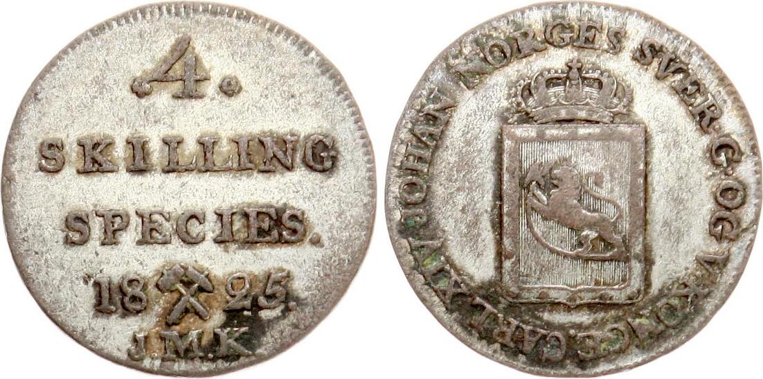 Norwegen 4 Skilling 1825 Carl XIV. Johan, 1818-1844 fss | MA-Shops