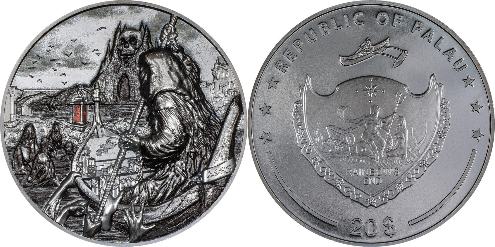 Palau 20 Dollar 3 OZ Ferryman of Death Charon 2023 Black PP | MA-Shops