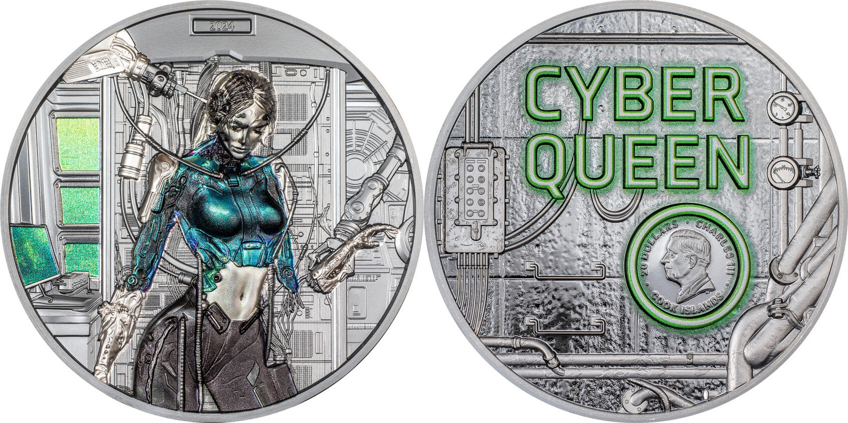 Cook Islands 20 Dollar Vorverkauf: 3 OZ Cyber Queen – Rebirth 2024 ...