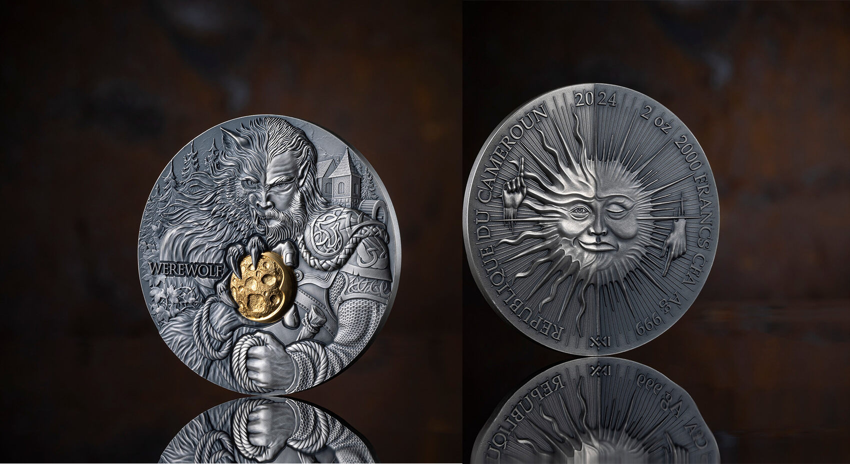 Kamerun 2000 Francs 2 OZ Dual Essences Werwolf 2024 AF | MA-Shops