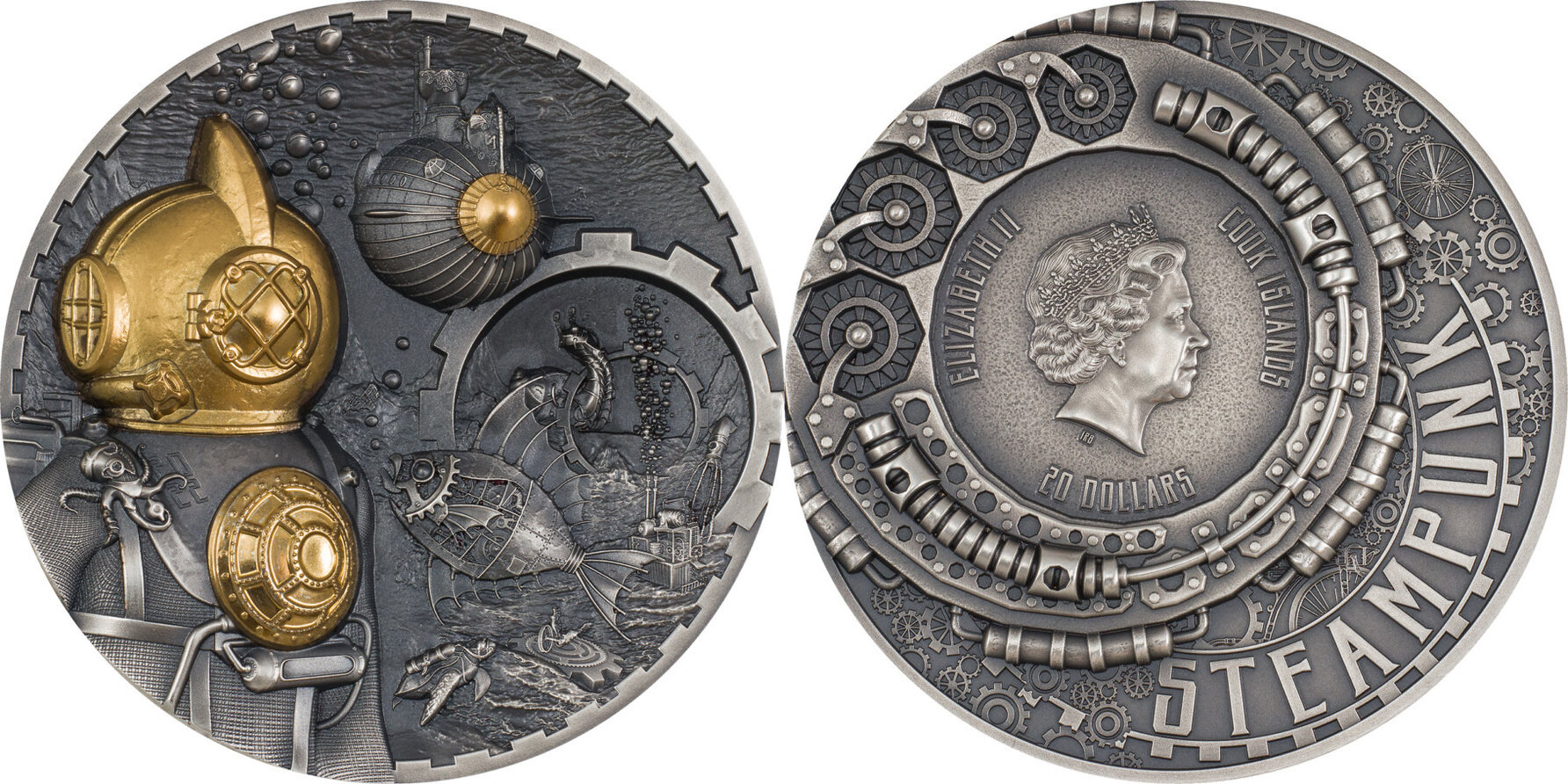 20 Dollar 2023 3 OZ Steam Punk - Nautilus Cook Islands 2022 AF | MA-Shops