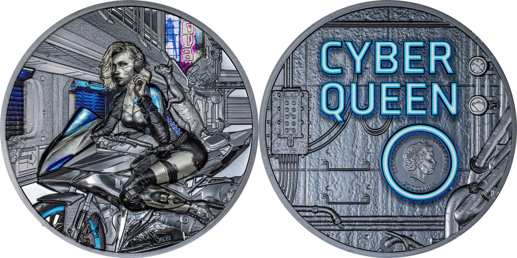 20 Dollar 3 OZ Cyber Queen – The Beginning Cook Islands 2023 Black PP ...