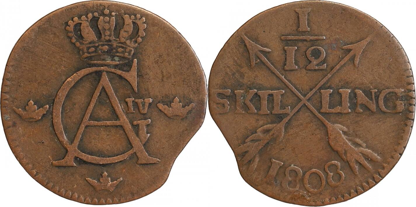 Suede 1808 1/12 Skilling Gustave IV Adolphe - Suède ss | MA-Shops