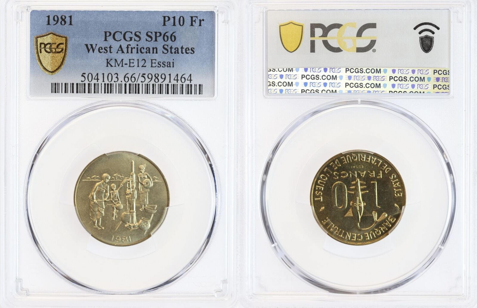 1981 Essai de 10 Francs Afrique de l'Ouest (Etats) - PCGS SP66 | MA-Shops