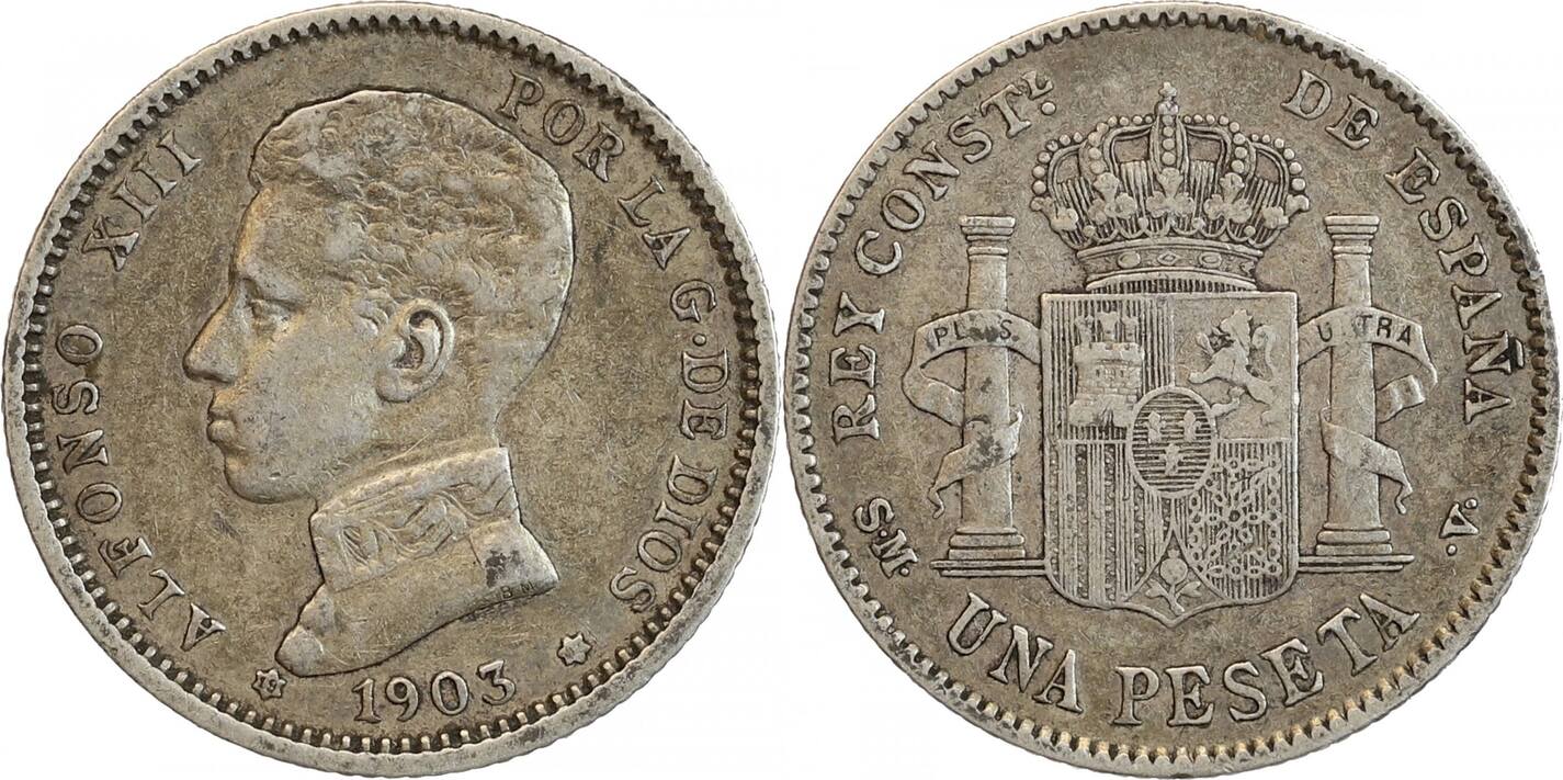1903 1 Peseta Alphonse XIII - Espagne Argent ss | MA-Shops