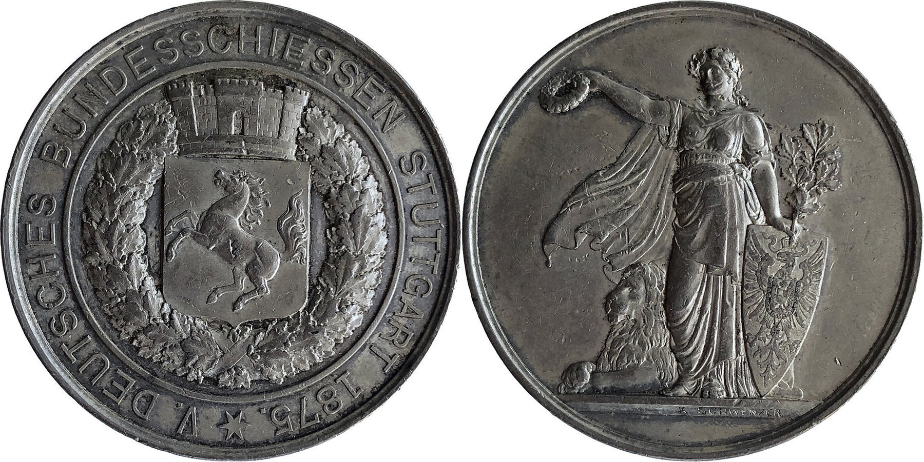 Germany Stuttgart Medaille V Deutsches Bundesschiessen 1875 Pelzer ...