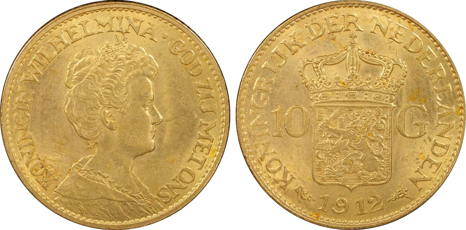 Netherlands 10 G 1912 TOP ERHALTUNG!!! VERY RARE !!! MS63 | MA-Shops