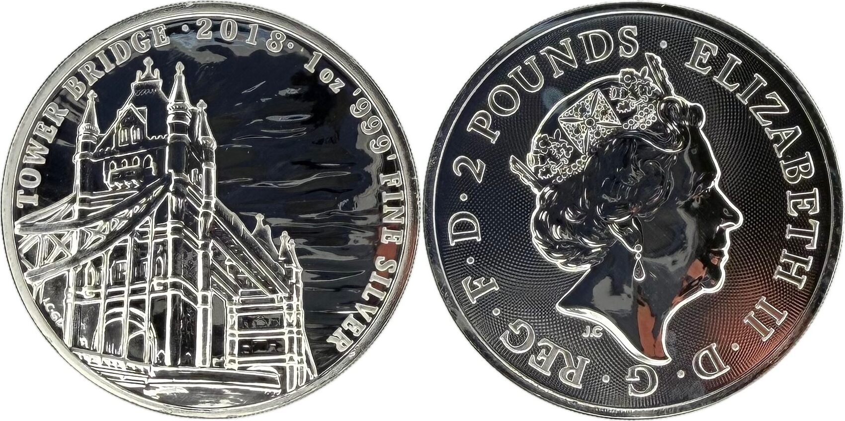 England 2 Pounds 2018 Tower Bridge Elizabeth II. 1 oz. Silver UNC | MA ...