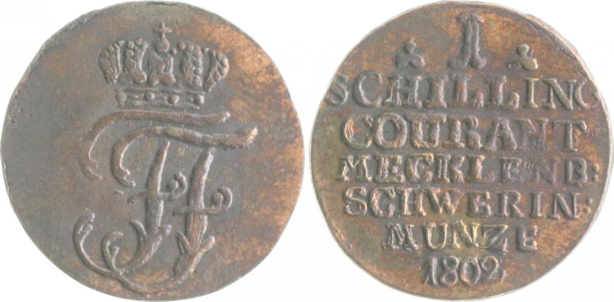 Mecklenburg - Schwerin 1 Schilling 1802 Friedrich Franz I. 1785-1815 f.ss | MA-Shops