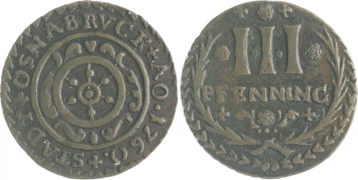 Osnabrück - Stadt 3 Pfennig 1760 ss-vz | MA-Shops