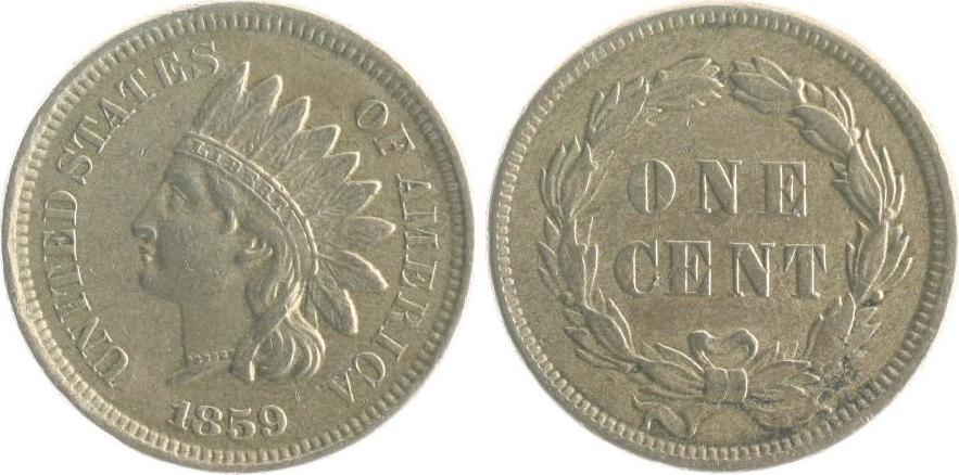 USA 1 Cent 1859 Indian Head ss-vz | MA-Shops