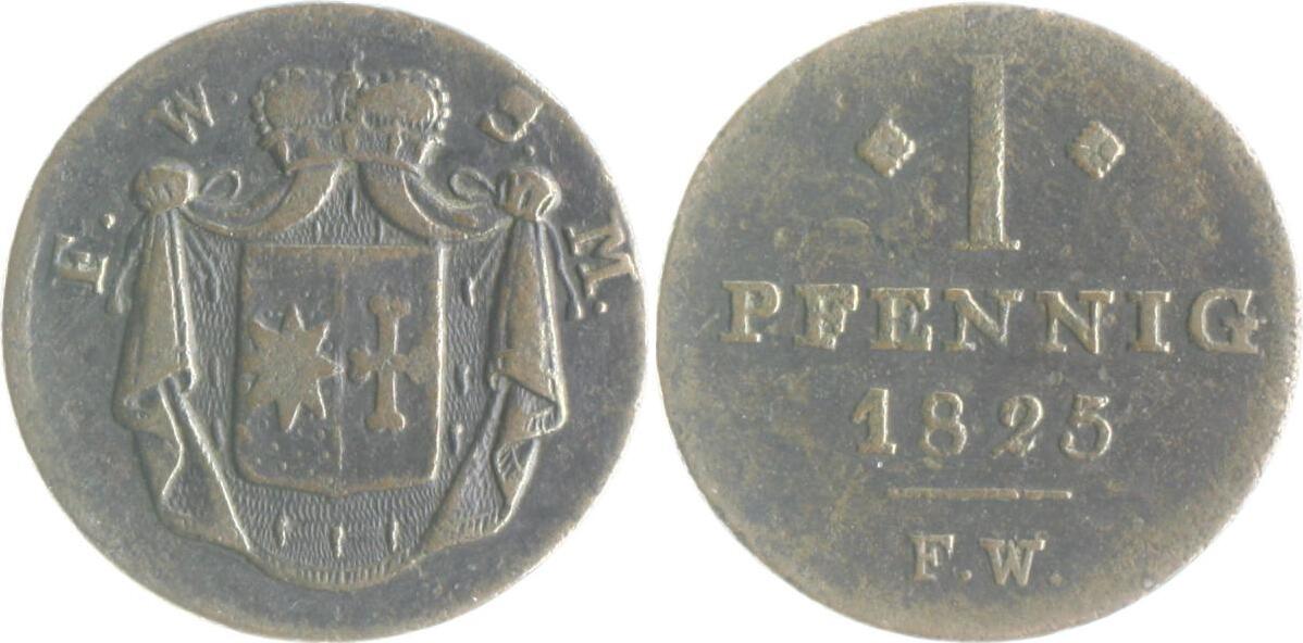 Waldeck-Pyrmont 1 Pfennig 1825 F.W. Georg Heinrich 1813-1845 ss | MA-Shops