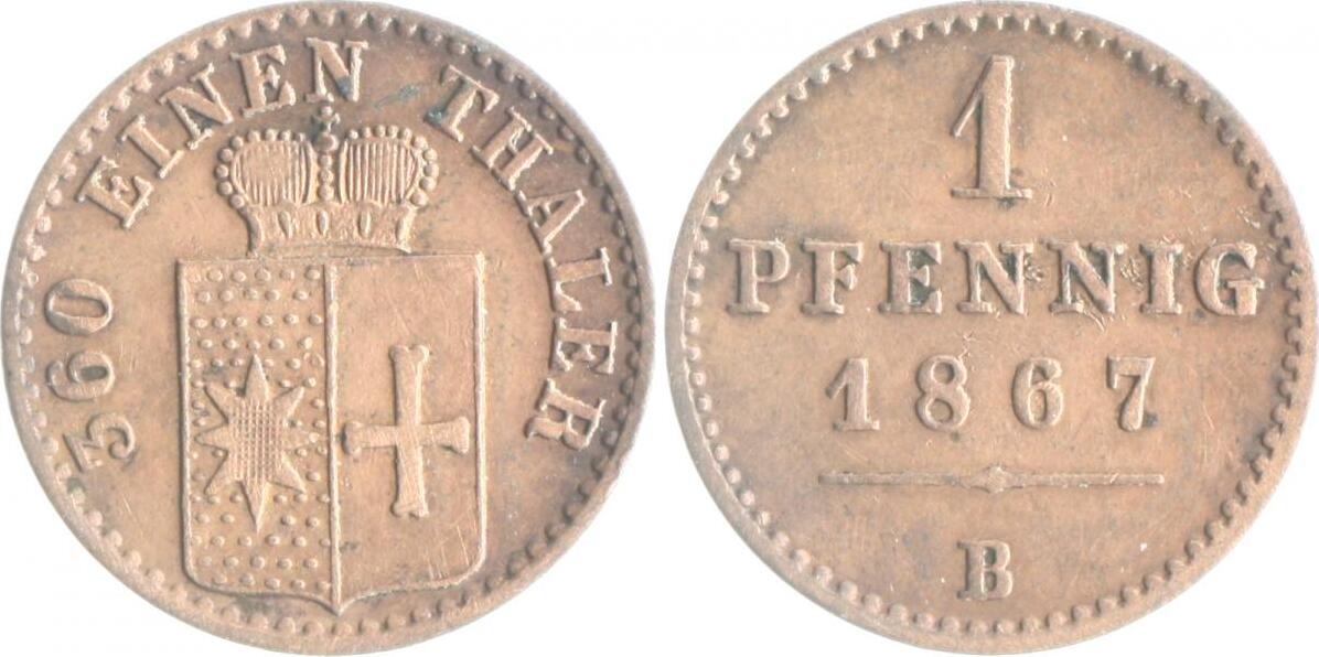Waldeck-Pyrmont 1 Pfennig 1867 B Georg Victor 1852-1893 ss-vz | MA-Shops