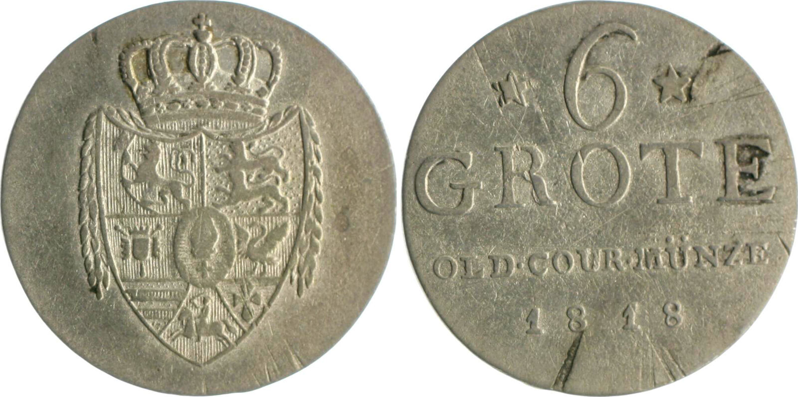 Oldenburg 6 Grote 1818 Peter Friedrich Wilhelm 1785-1823 ss | MA-Shops